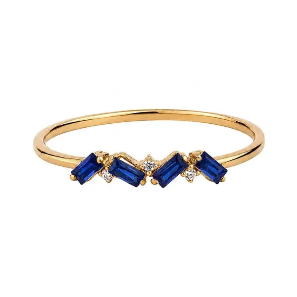 BELINDA JEWELZ Gold / Blue Blue Sapphire Full Baguette Birthstone Ring - Gold/blue