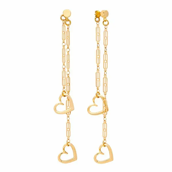REJECTED HEARTS CLUB Con Amor Filled Heart Charm Dangle Chain Earrings - Gold