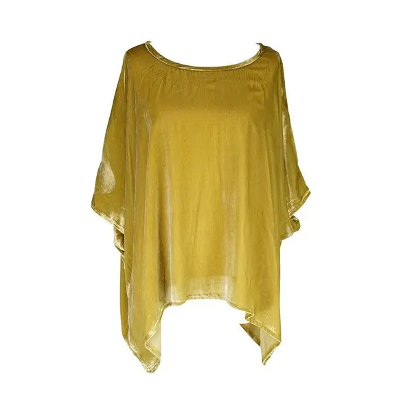 JENNAFER GRACE Chartreuse Silk Velvet Scarf Top - Yellow
