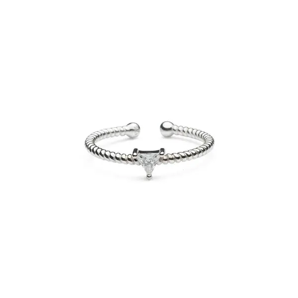 SHABELLA NYC Silver / White Triangle Adjustable Ring White - Silver/white