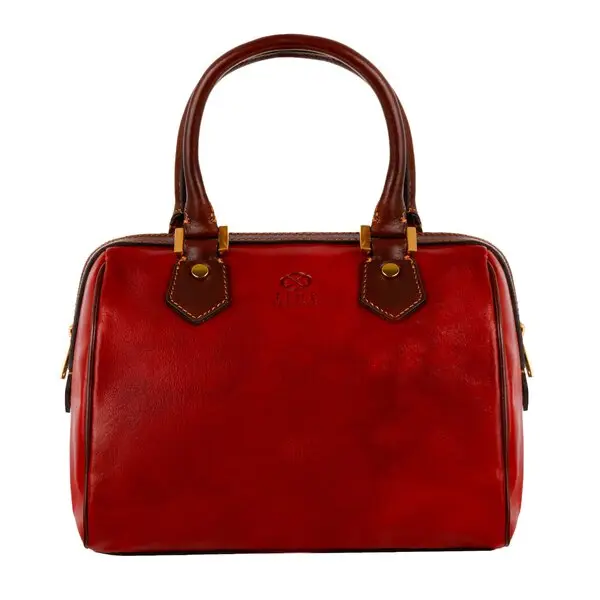 TIME RESISTANCE Leather Barrel Bag In Little Dorrit - Red
