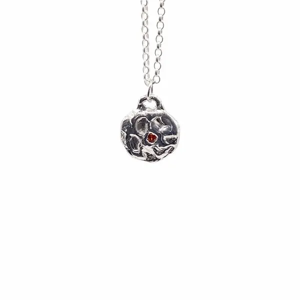 MOCA JEWELLERY Silver / Orange Moon Gem Necklace Sterling Sliver Orange Gemstone - Silver/orange