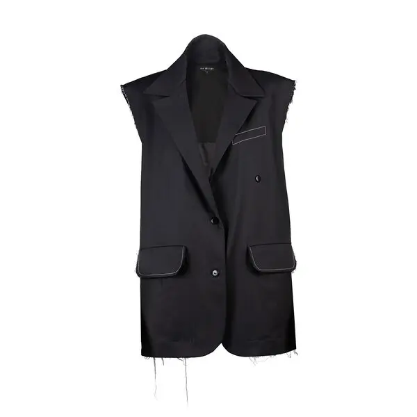 UNA BERZINA Oversized Raw Hemline Vest - Black