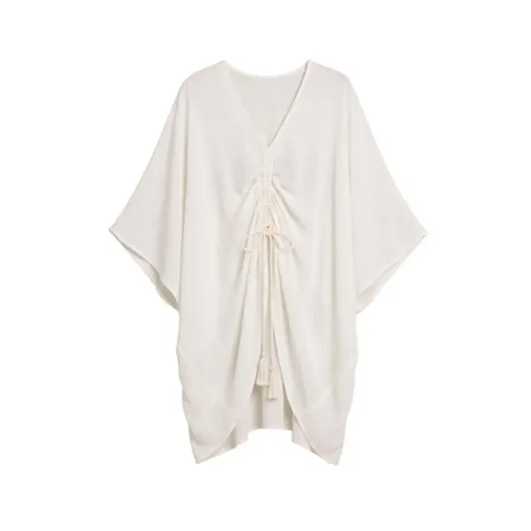 Saachi Short Tassel Tie Kaftan - White