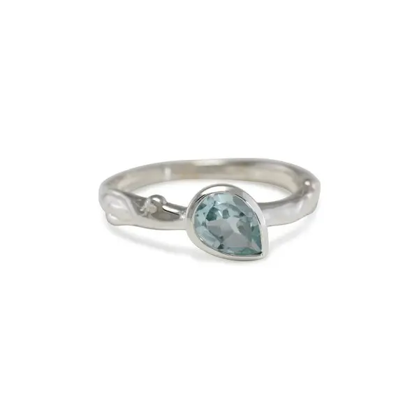 ISLA SILVER Blue / Silver Teardrop Blue Topaz Silver Ring