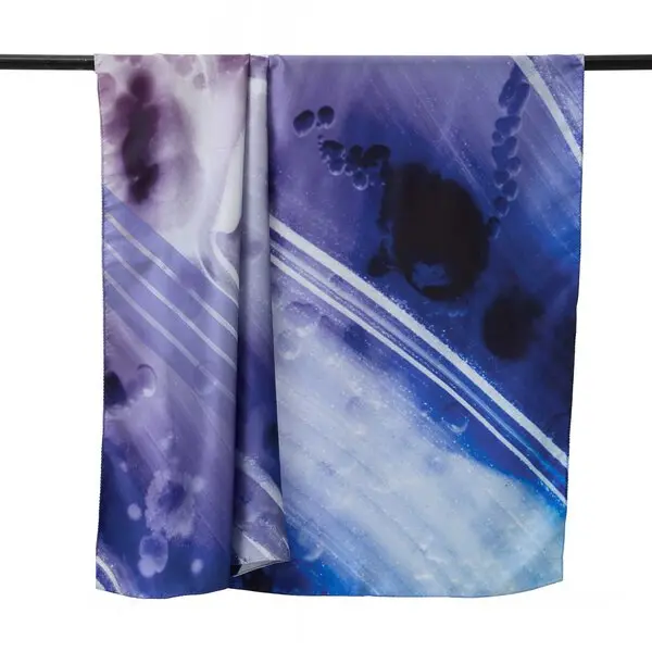 ESSENTY-PARIS Timeless Elegance Design French Satin Silk Scarf - Blue
