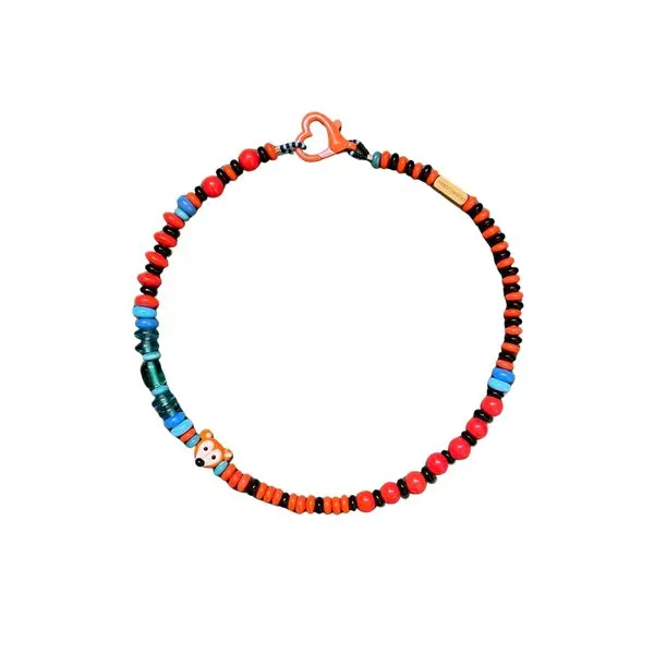 DESERT LOBBY Glass Beaded Necklace - Black/orange/blue
