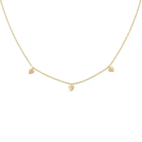 DINNY HALL Folded Heart Lab-created Diamond Trio Necklace - Gold