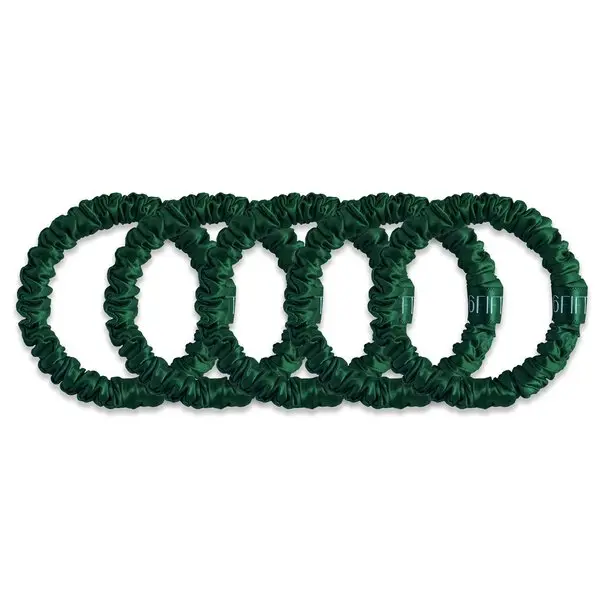 6FIFTYTWO® Pure Mulberry Slim Silk Scrunchies - Green