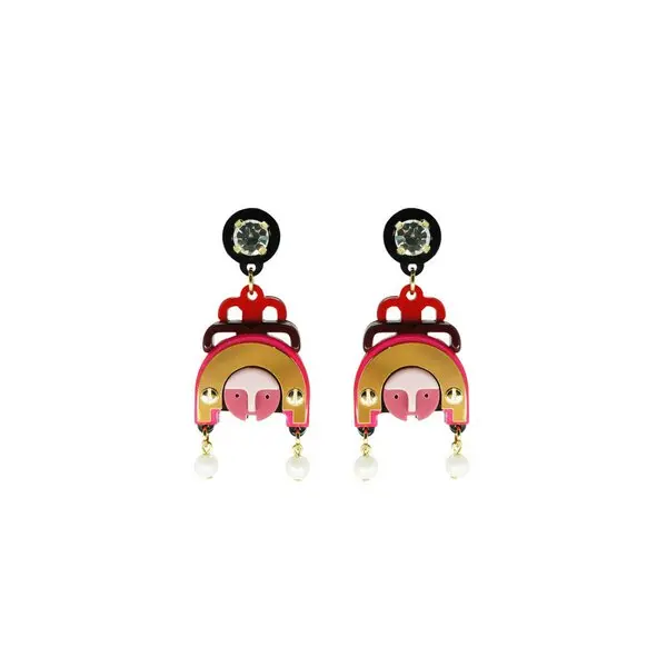 GISSA BICALHO Acrylic Handmade Earring Ixchel - Pink