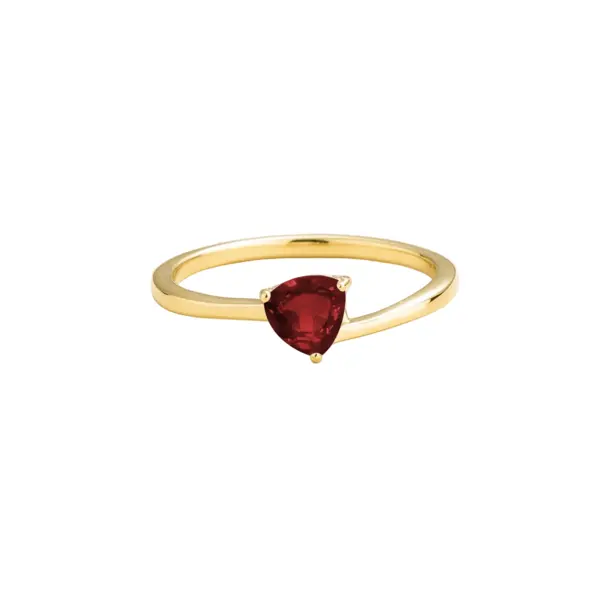 JUVETTI  Red / Gold Trillion Ruby Solitaire Ring In Gold
