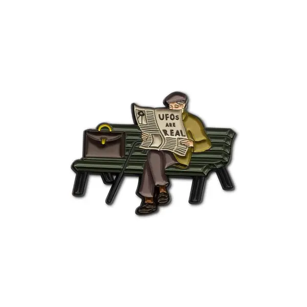 MAKE HEADS TURN Brown / Grey Enamel Pin Grandpa: Ufos Are Real - Brown/grey