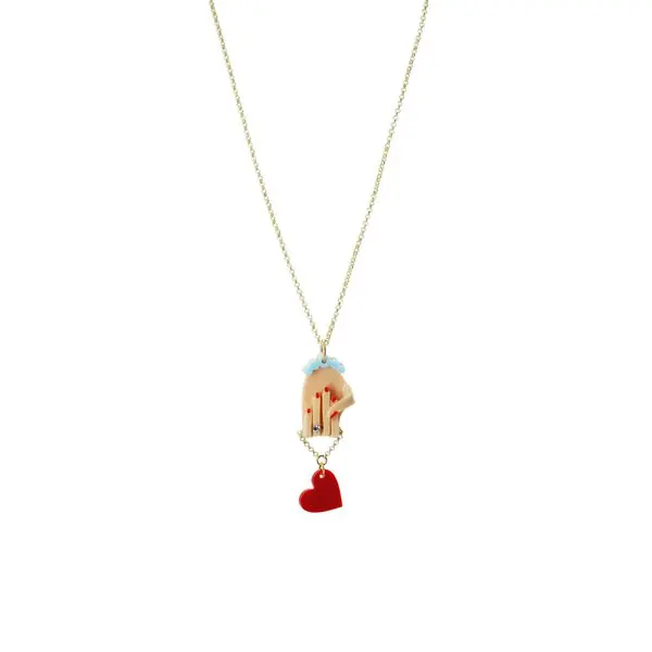 GISSA BICALHO Acrylic Handmade Necklace Pendant Mini Hand Pink - Orange