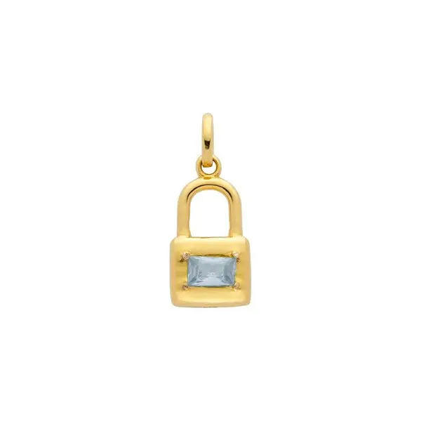 BELINDA JEWELZ Gold / Blue Aquamarine Padlock Charm - Gold/blue