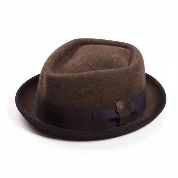 DASMARCA HATS Jackson Chestnut Wool Felt Two Tone Porkpie Hat - Brown