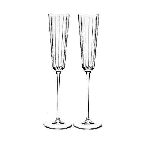 ELISKÁ Pair Of Crystal Champagne Flutes - White