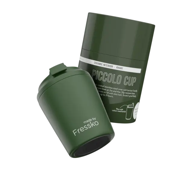Fressko Piccolo 4oz / 118ml Reusable Coffee Cup, Ceramic Khaki - Green