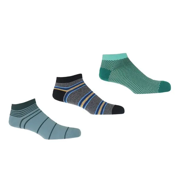 PEPER HAROW - MADE IN ENGLAND Trainer Socks Bundle Retro, Multistripe & Lux - Black/blue