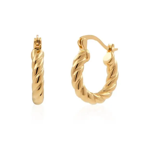 Côté Caché Twisted Rope Creole Hoop Earrings - Gold