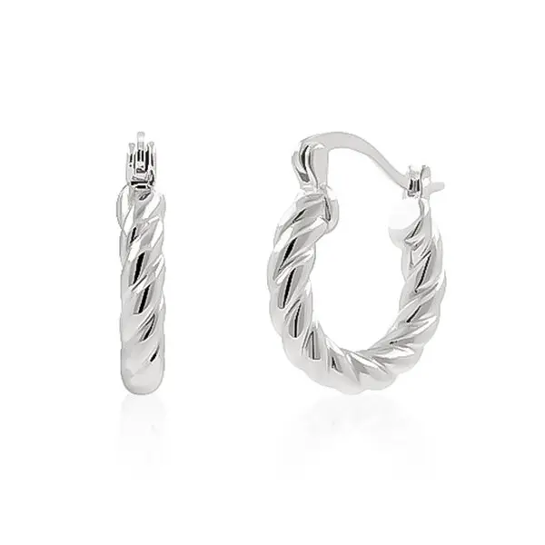 Côté Caché Twisted Rope Creole Hoop Earrings - Silver