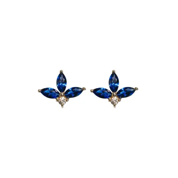 TALISMANIA JEWELRY Gold / Blue / White Starlight Vesper Studs - Gold/blue/white