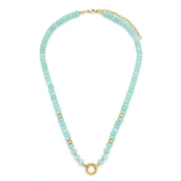 KAMARIA Raya Large Gemstone Necklace Amazonite - Grey