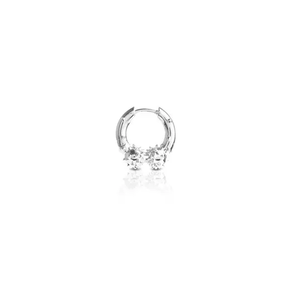 KASUN LONDON Two Spikey Balls Hoop Earring - Silver