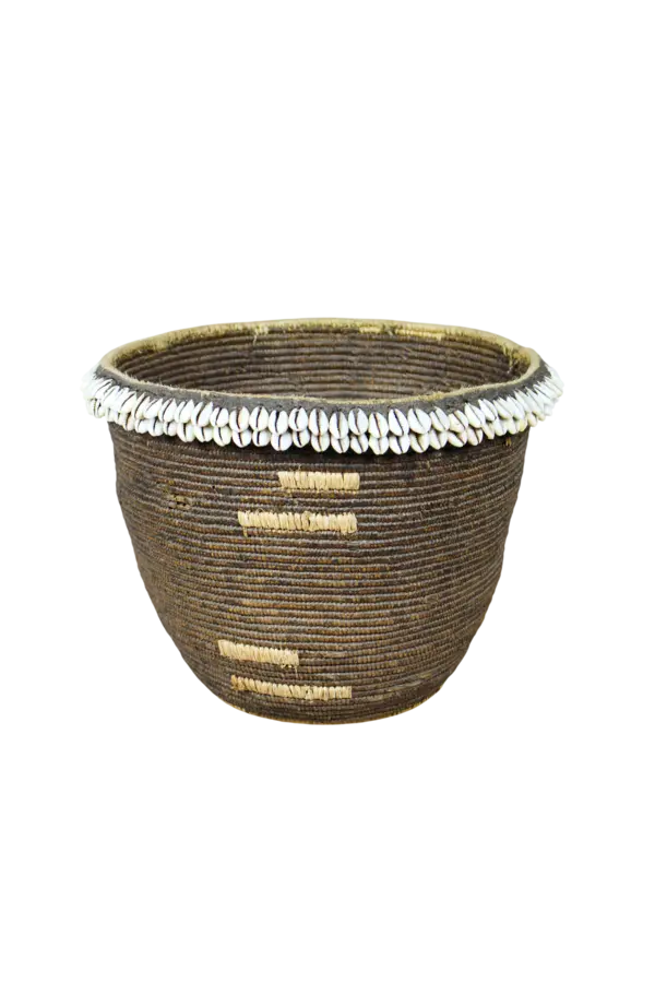 Botanical Boys Neutrals / Vintage Tutsi Basket With Cowrie Shells One Zero Six Eight - Brown