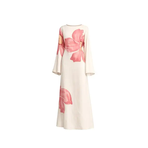 TANTRA SPAIN SL Long Floral Dress With Square Neckline And Straps At The Back - Pink
