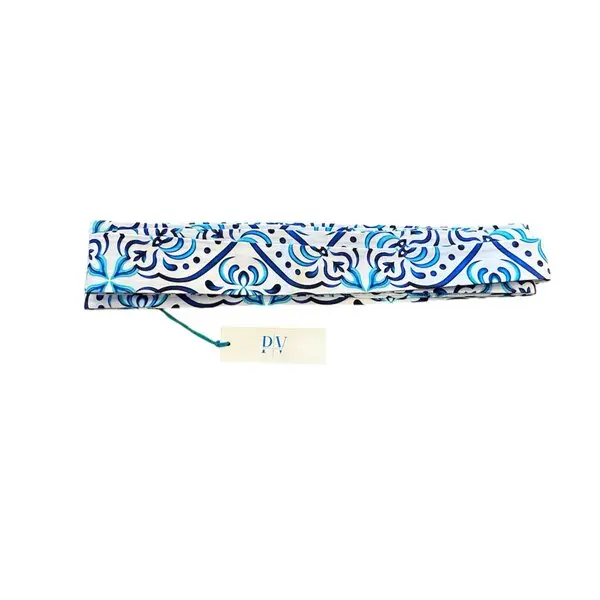 PERLAVERA Blue / White Zelda Capri Tile Printed Belt - Blue/white