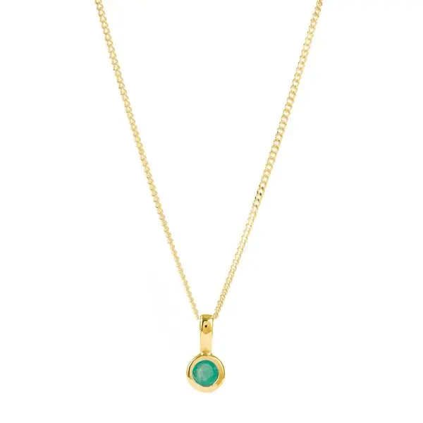 CHARLOTTE'S WEB JEWELLERY May Birthstone Charm Vermeil Necklace Emerald - Gold
