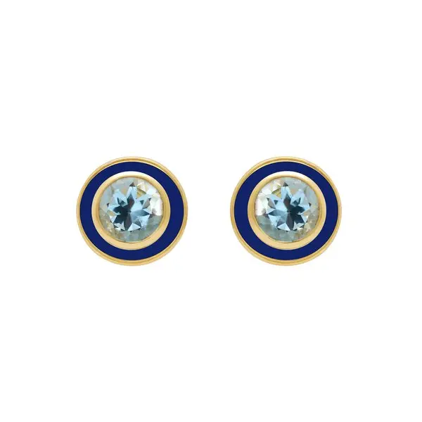 AUGUSTINE JEWELS Sky Topaz And Navy Enamel Stud Earrings - Blue