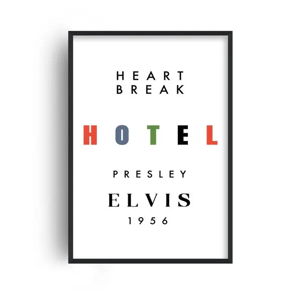 FANCLUB Heartbreak Hotel Giclée Retro Art Print A2 - White