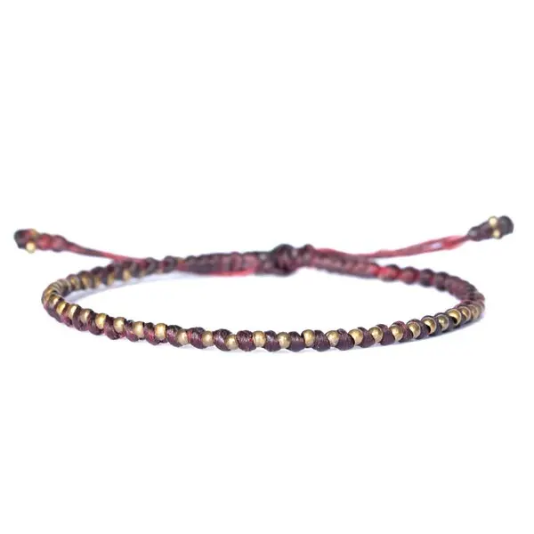 HARBOUR UK Bronn Bronze Rope Bracelet Wine - Red