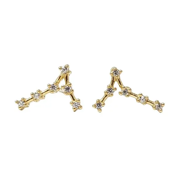 HARFI Pisces Star Sign Constellation Astrology Tiny Earrings - Gold