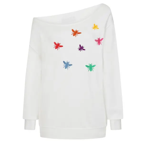 JAMES STEWARD Rainbow Bee Embroidered Sweatshirt