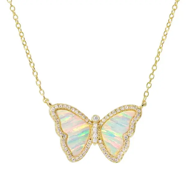KAMARIA Opal Butterfly With Stripes - White