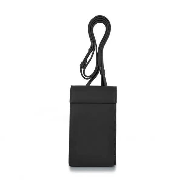 GODI. Handmade Adjustable Leather Phone Bag With Pocket - Black