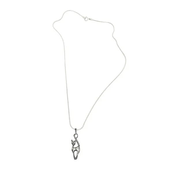 TG-JEWELLERY BY TAMARA GERVASIO Silver / Black Cat Pendant Snake Chain Necklace — Sterling Silver - Silver/black