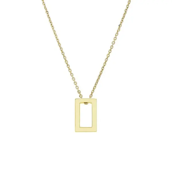 SHEIDA FARROKHI Rectangle Pendant Solid Yellow Gold Necklace - Gold/yellow