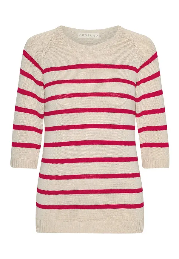 GROBUND Inga Knit T-shirt The One With Stripes - Red