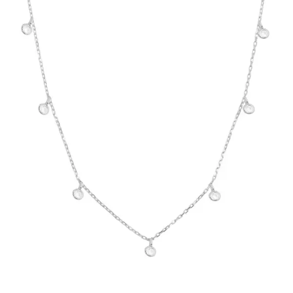 KAMARIA Dew Drops Crystal Choker Layering Necklace - Silver