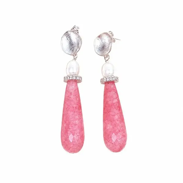 Way To Chic Teardrop Agate With Freshwater Pearls - Pink