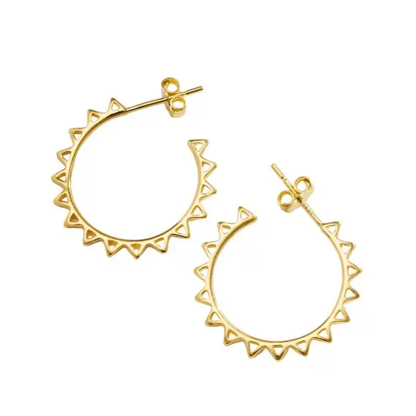 POSH TOTTY DESIGNS Yellow Plated Sun Ray Open Hoop Earrings - Gold