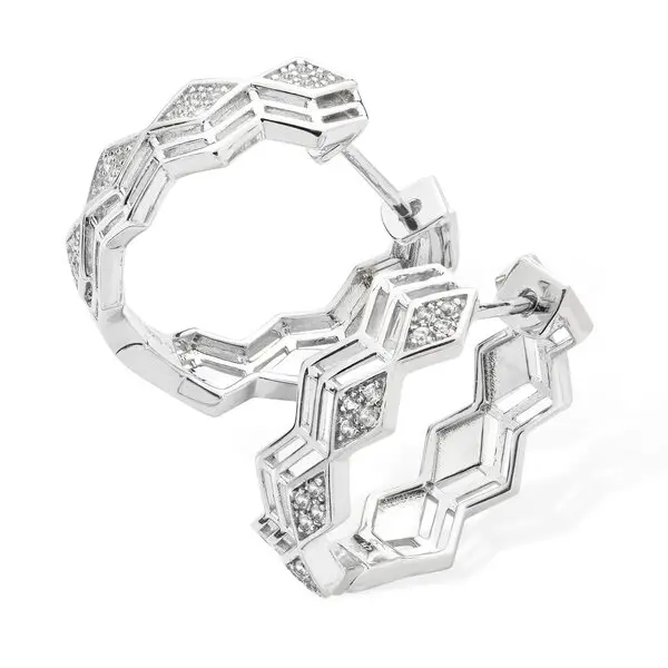 LUCY QUARTERMAINE Solid Sterling Art Deco Triangle Hoops - Silver