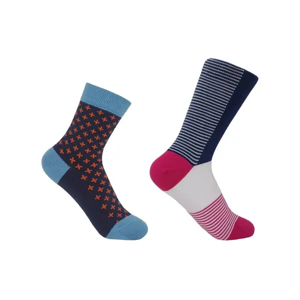 PEPER HAROW - MADE IN ENGLAND Navy Anne & Crosslet Socks 2 Pack - Blue