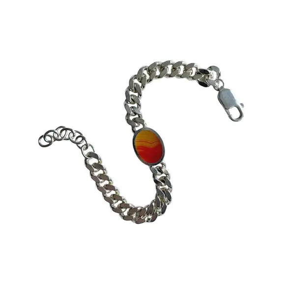 FIHR COLLECTION Silver / Orange / Red Sterling Silver Carnelian Bracelet - Silver/orange/red