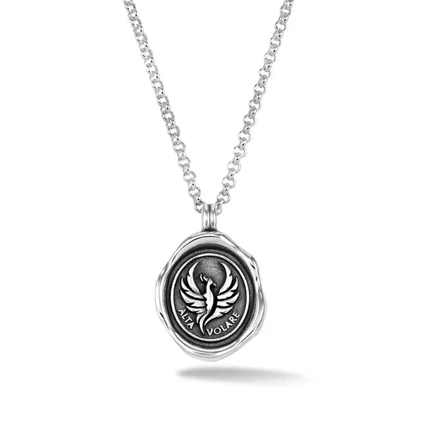 DOWER & HALL Fly High Phoenix Talisman Necklace In Sterling - Silver