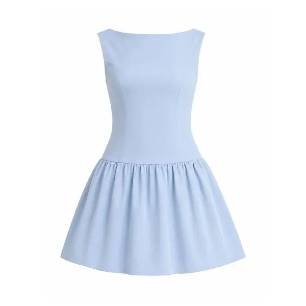 GIRL IN MIND Codi Boat Neck Low Back Mini Dresssky - Blue