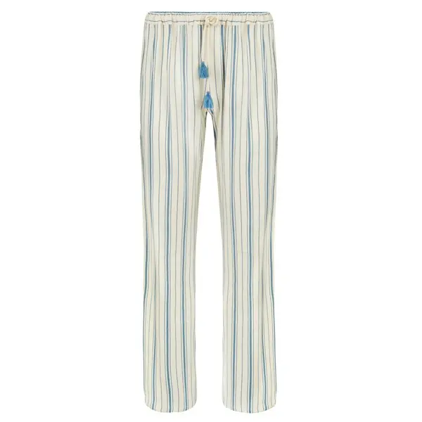 BOUTIQUE KAOTIQUE White / Blue Blue Striped Moroccan Beach Trousers - White/blue